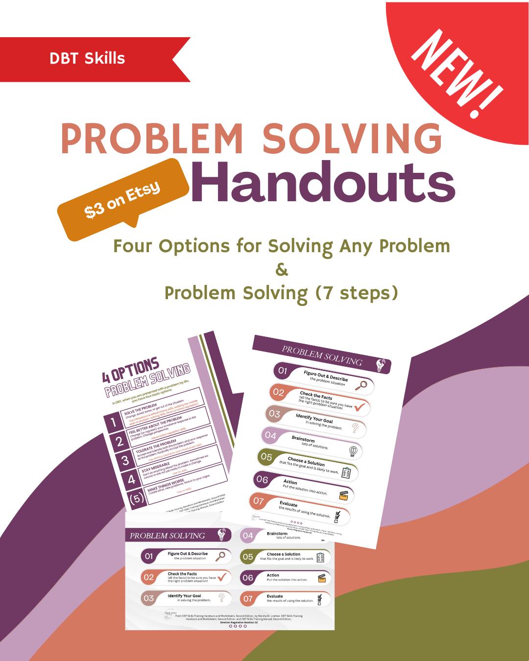 DBT Problem Solving Skills Handout Bundle (PDF & PNG) - Therapist ...