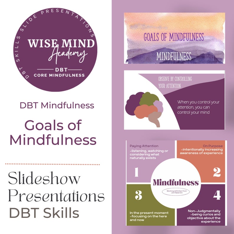 DBT Mindfulness Skills Presentation Slides for "goals of Mindfulness ...