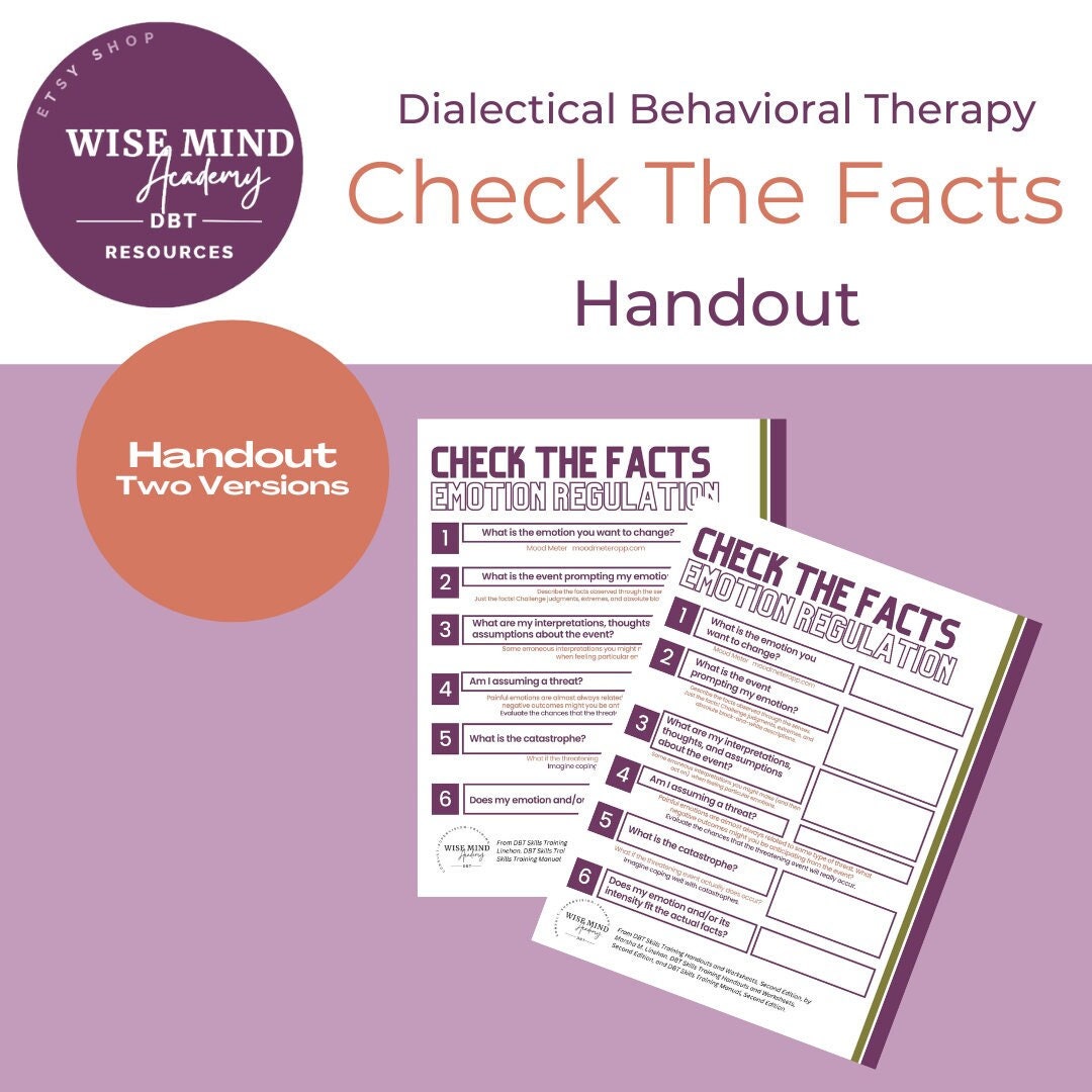 Check the Facts Emotion Regulation HANDOUT - Etsy