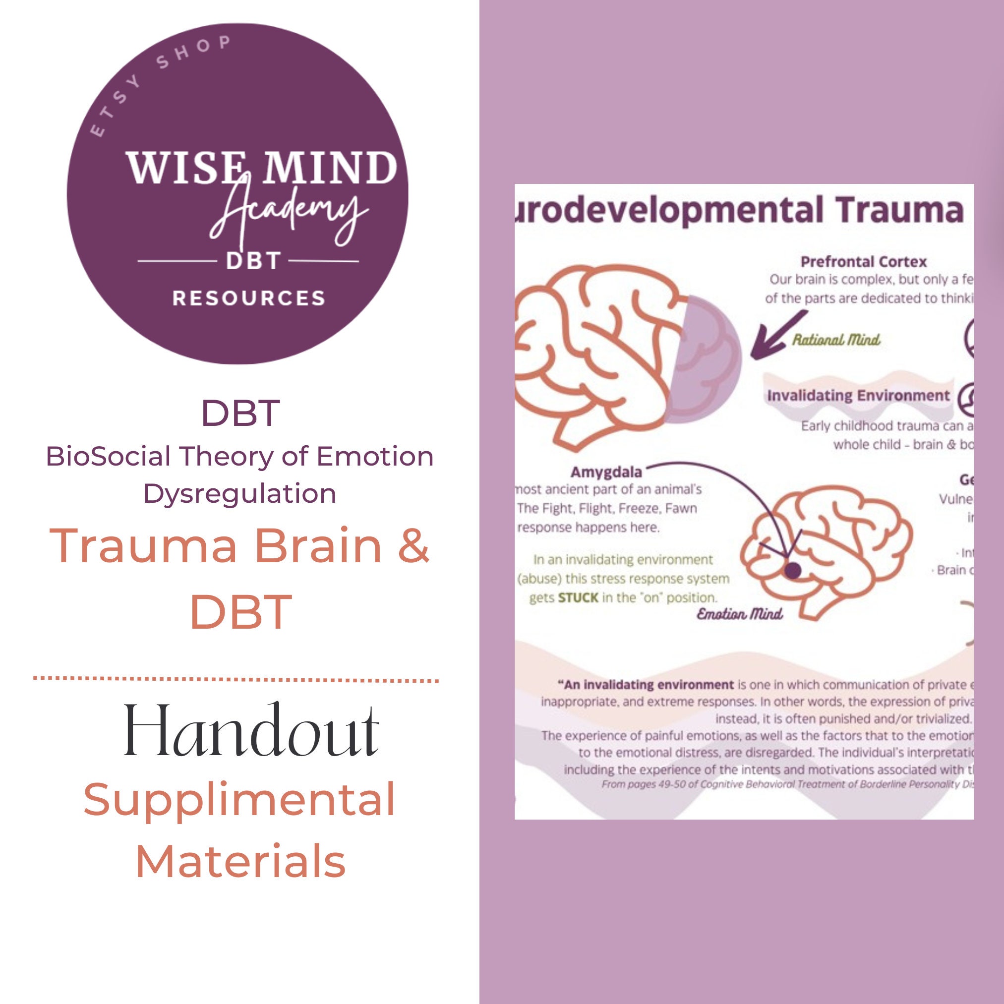 Trauma Neurodevelopment Handout for Teaching DBT Biosocial Theory of ...