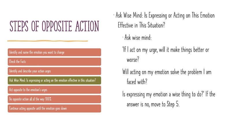 Opposite to Emotion Action - A DBT Emotion Regulation Skill - Etsy