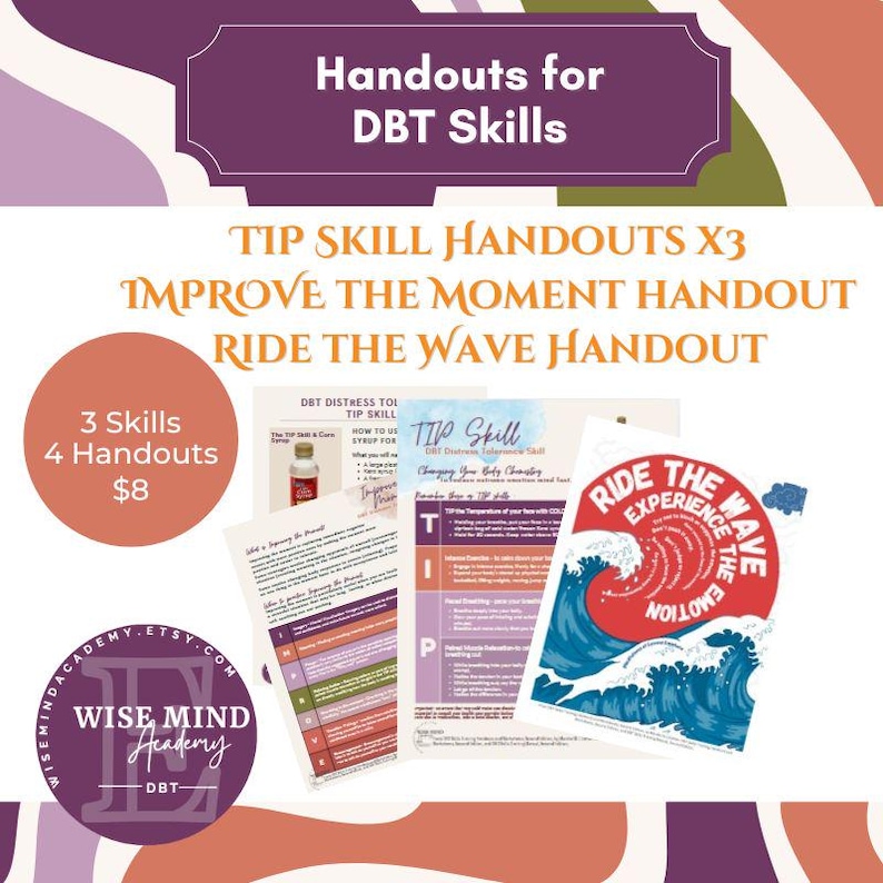 Handouts: TIP Skills. IMPROVE the Moment Skills, & Ride the Wave - Etsy
