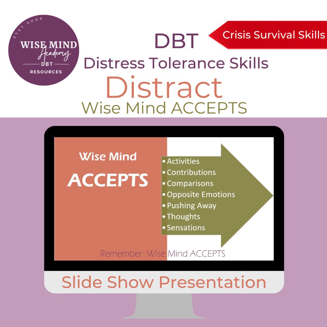 DBT Distress Tolerance Skills: Wise Mind ACCEPTS (PDF Presentation) - Etsy