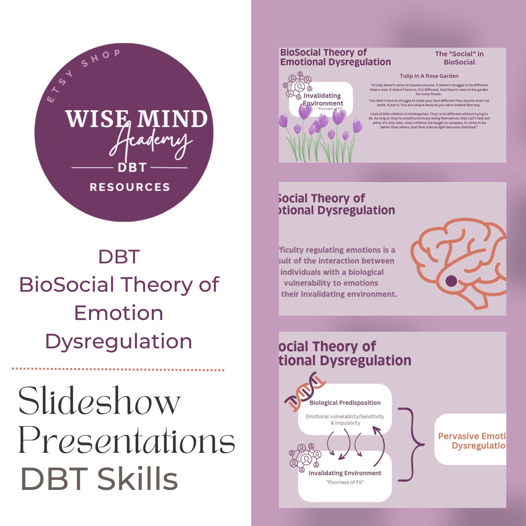 DBT Biosocial Theory of Emotion Dysregulation Slideshow Presentation - Etsy