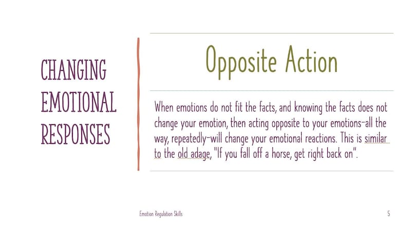Opposite to Emotion Action - A DBT Emotion Regulation Skill - Etsy