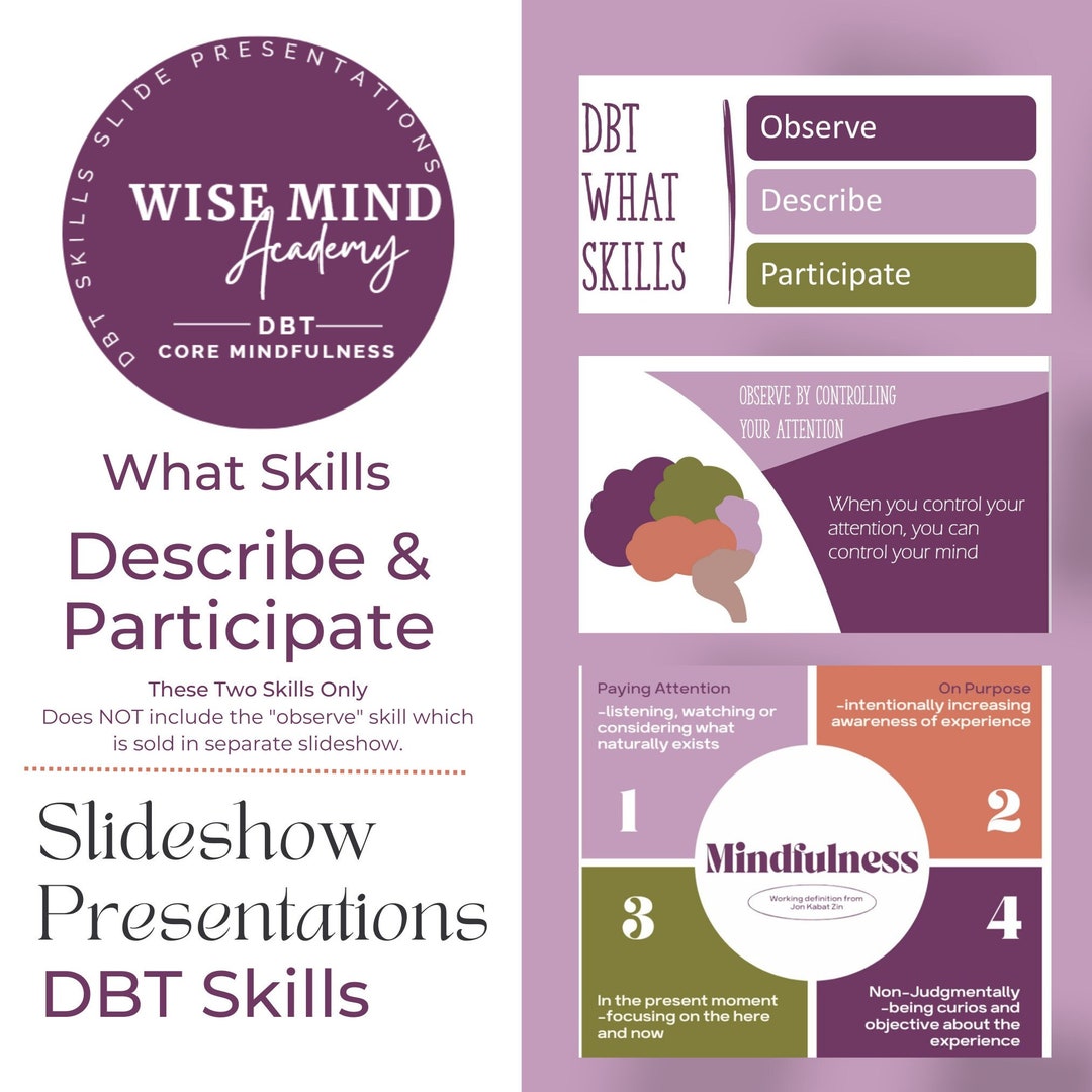 DBT What Skills Presentation Slides for Describe and Participate Skills ...