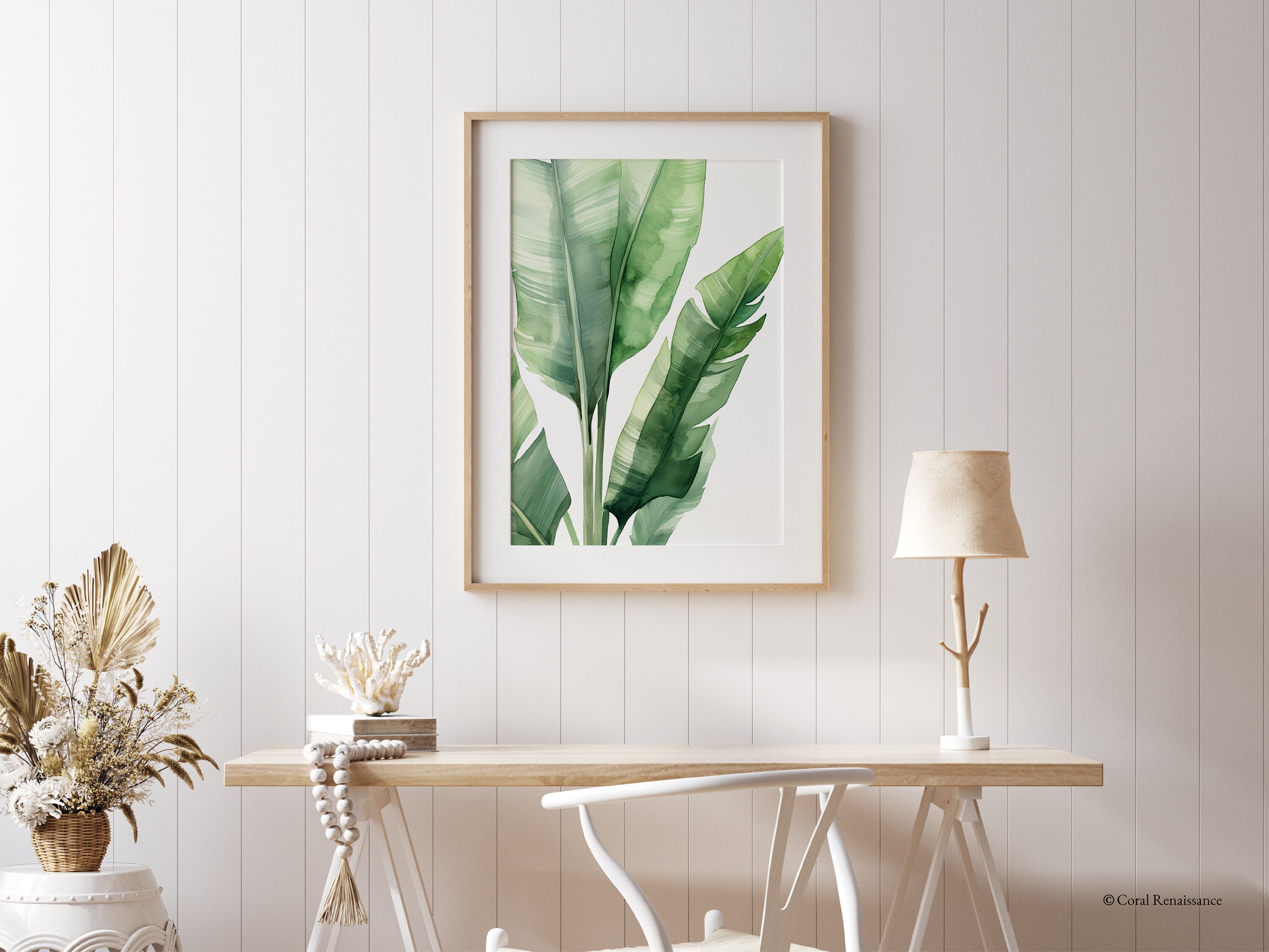 Tropical Leaves Watercolor, Minimalist Decor, Monstera Palm Leaves ...