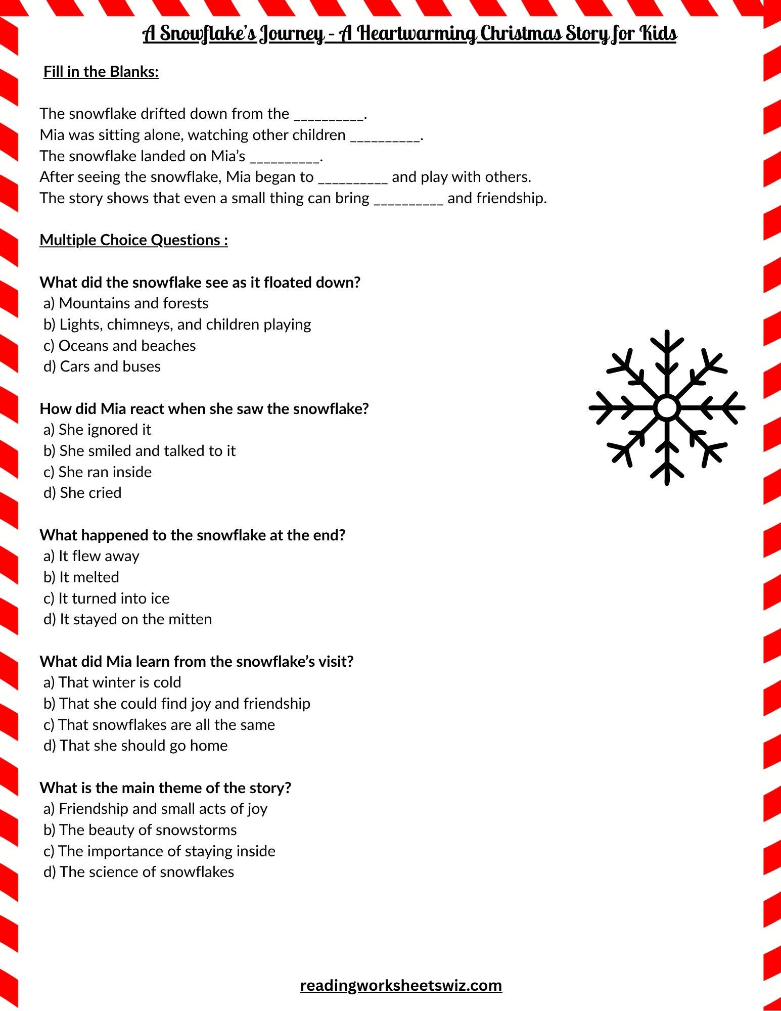 10 Christmas Reading Worksheets PDF Digital Download - Etsy