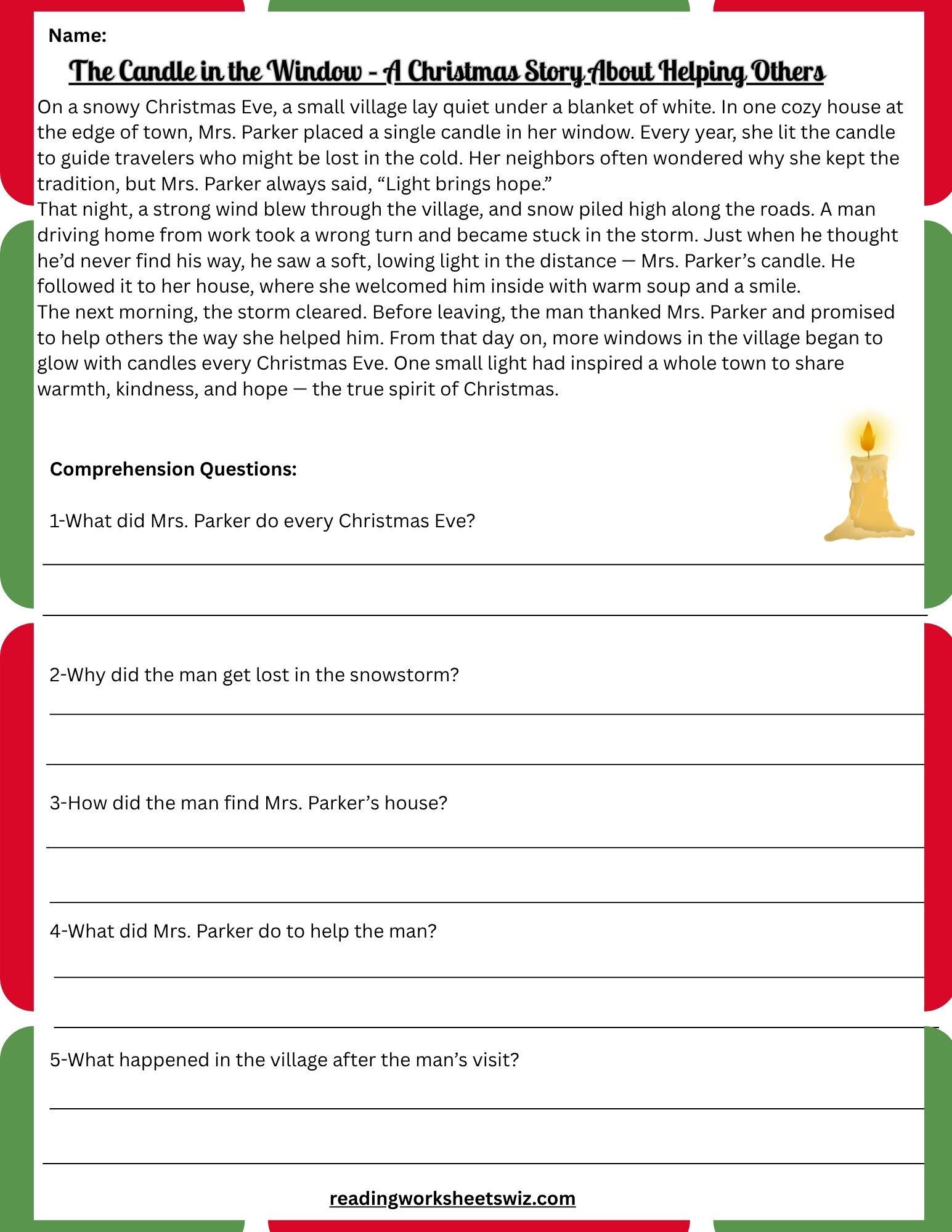 10 Christmas Reading Worksheets PDF Digital Download - Etsy