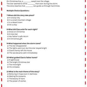 10 Christmas Reading Worksheets PDF Digital Download - Etsy