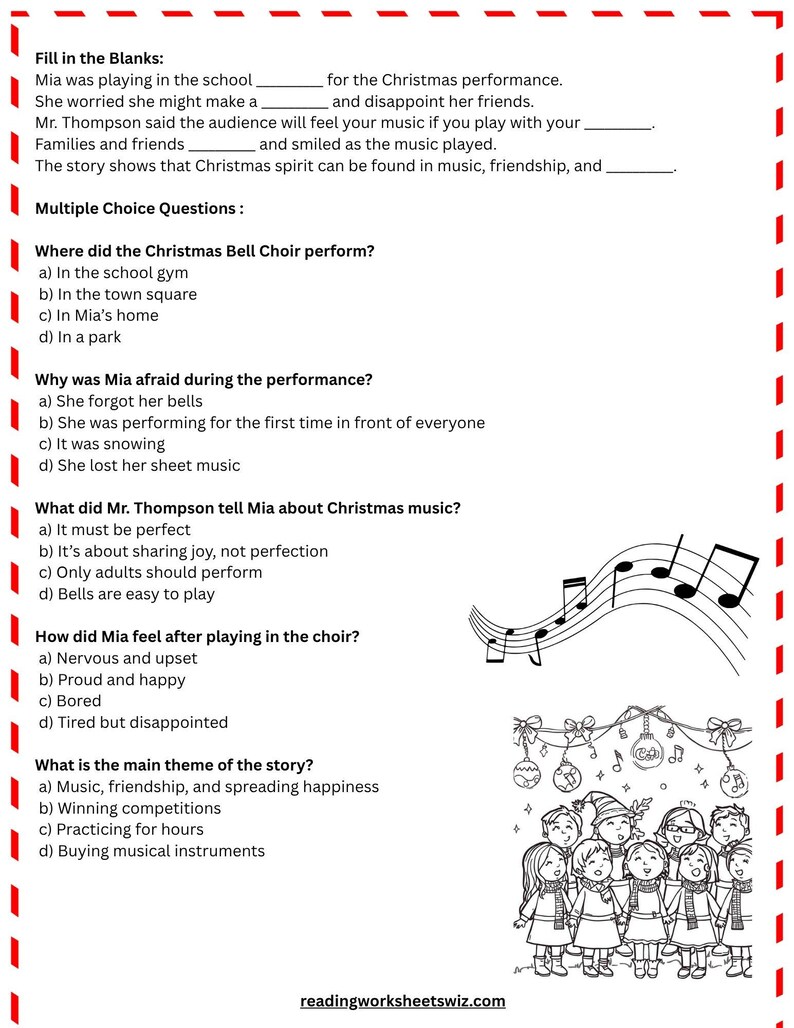 10 Christmas Reading Worksheets PDF Digital Download - Etsy