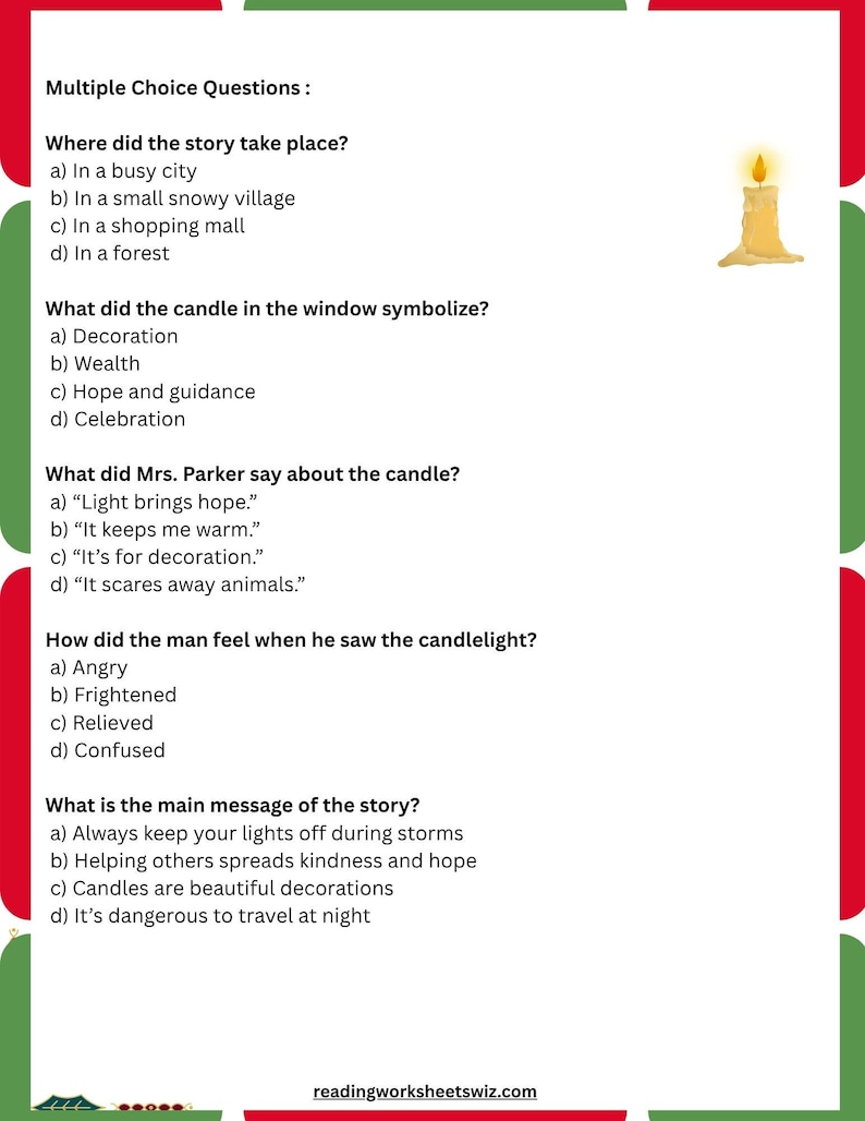 10 Christmas Reading Worksheets PDF Digital Download - Etsy
