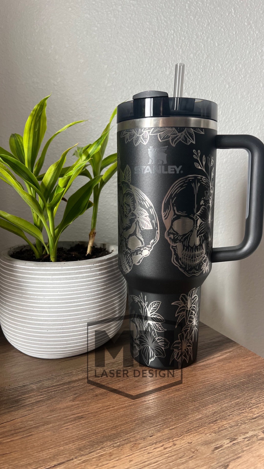 Stanley | Skull and Roses | Laser Engraved | 40oz | Black - Etsy
