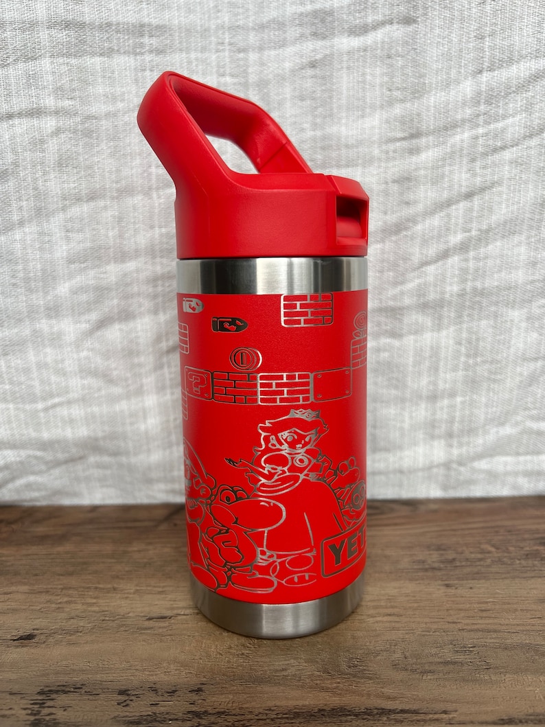 Super Mario Yeti Water Bottle Kids 12oz Laser Engraved - Etsy