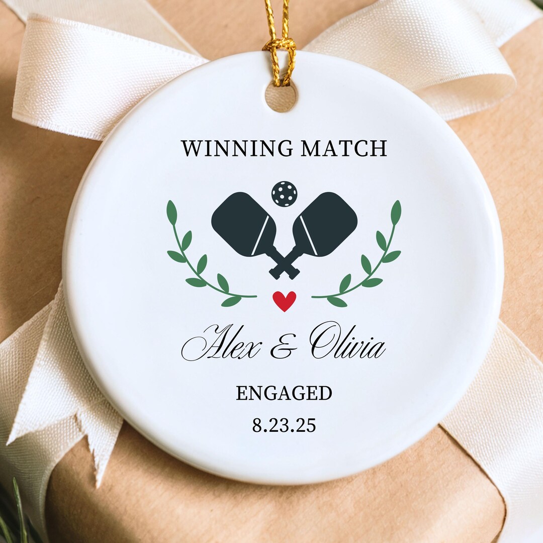 Pickleball Engagement Ornament: Personalized Newlywed Wedding Keepsake ...