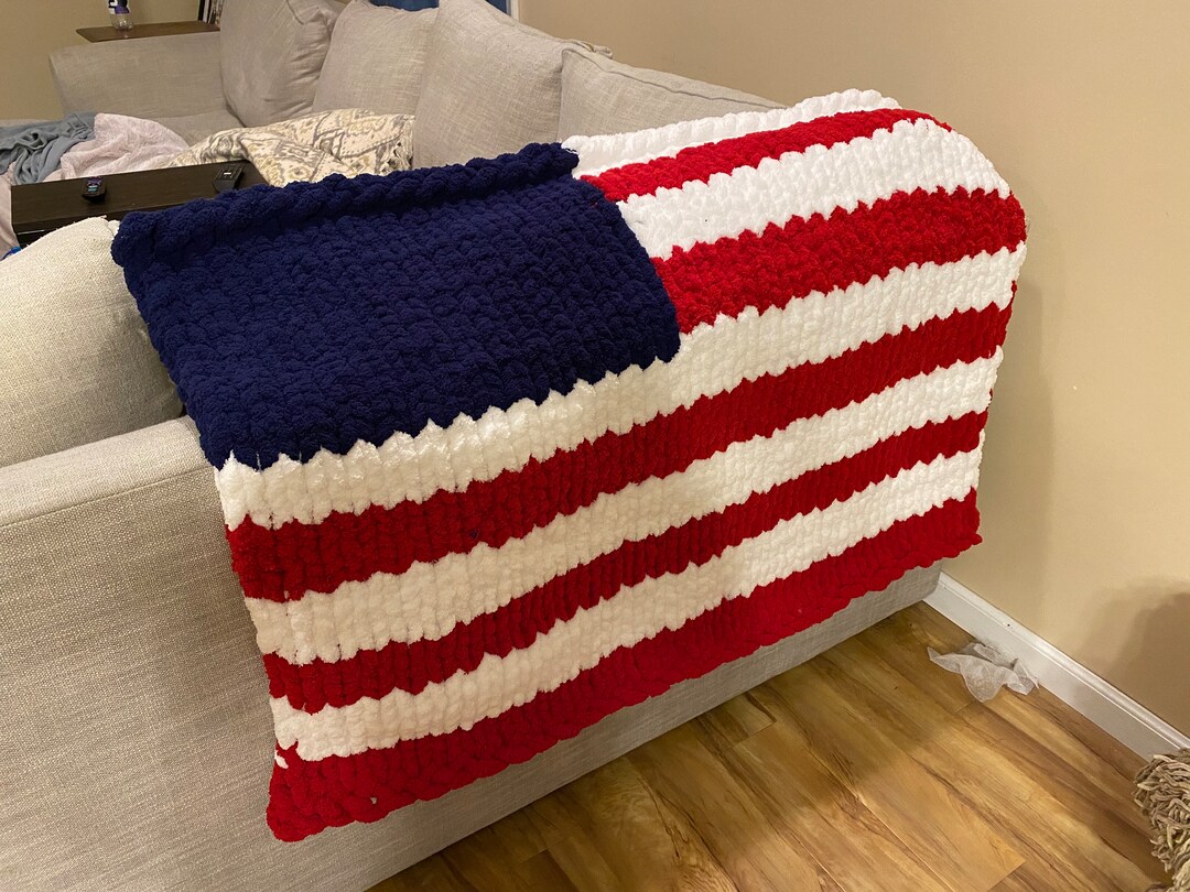 American Flag Chunky Knit Throw Blanket - Etsy