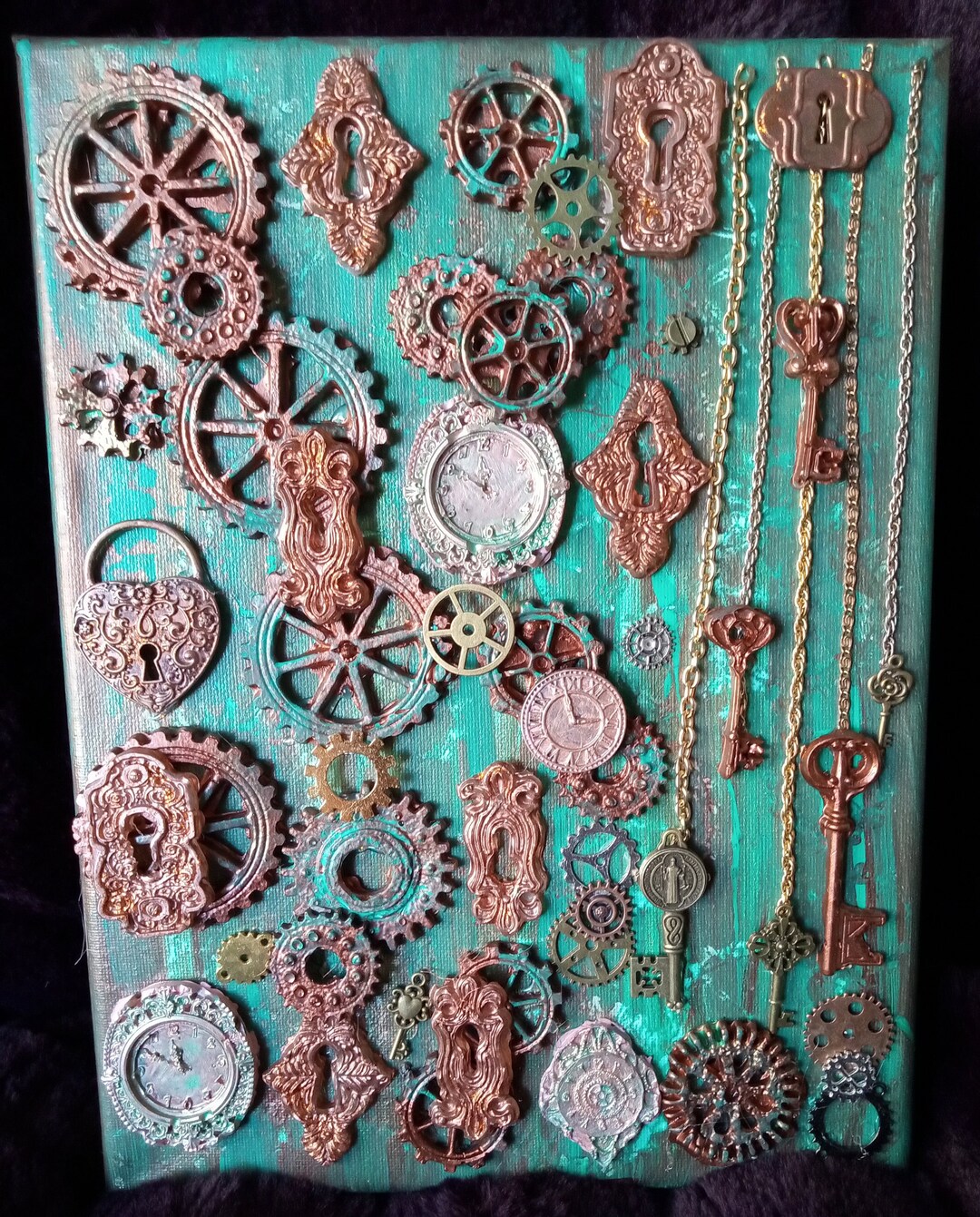Steampunk Collage With Keys Gears and Key Holes - Etsy