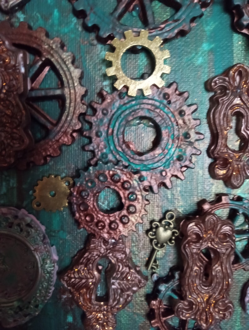 Steampunk Collage With Keys Gears and Key Holes - Etsy