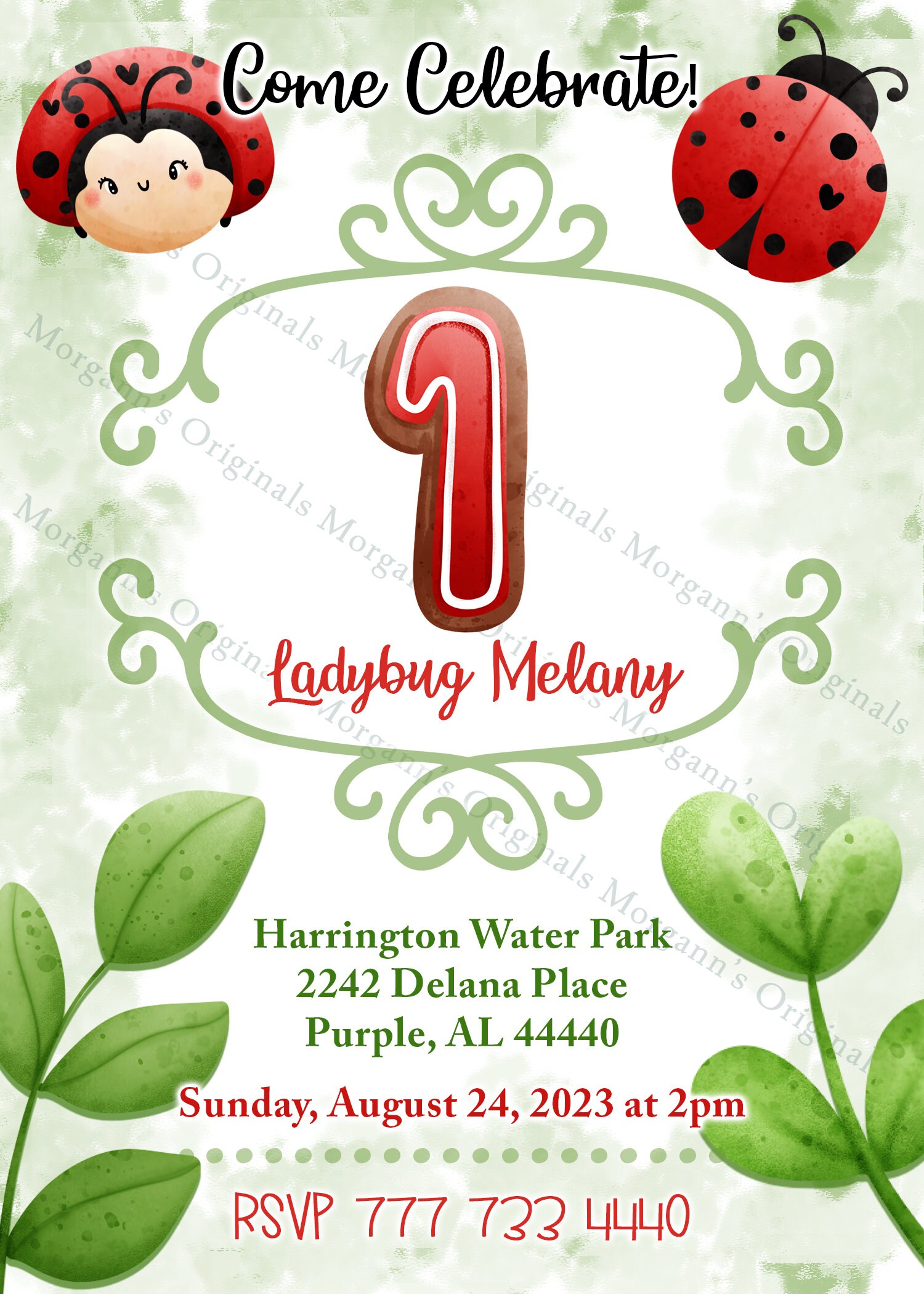 Little Girl Ladybug Birthday Invite, Little Boy Birthday Invitation ...
