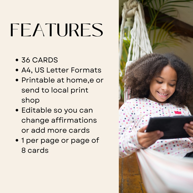 Digital Affirmation Cards for Kids, Printable, Editable, Increase Self ...