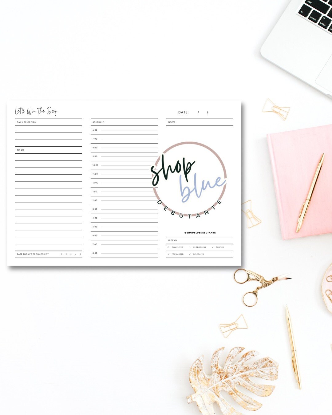 Win the Day - Daily Planner Notepad | Planner | Notepad | Daily Agenda ...