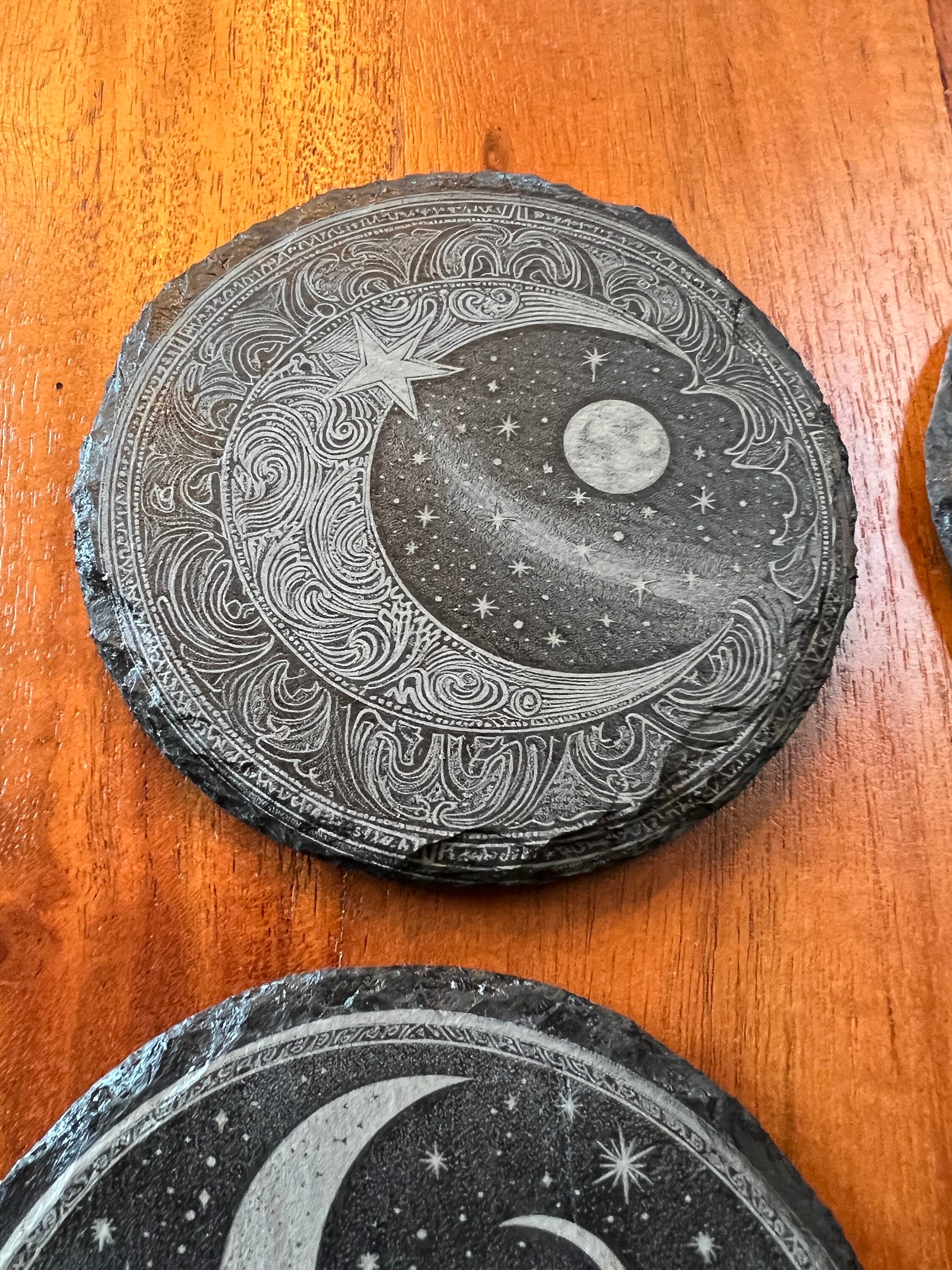 Celestial Moon Drink Coasters 4x4 Round. Mystical, Stylish and Made of ...