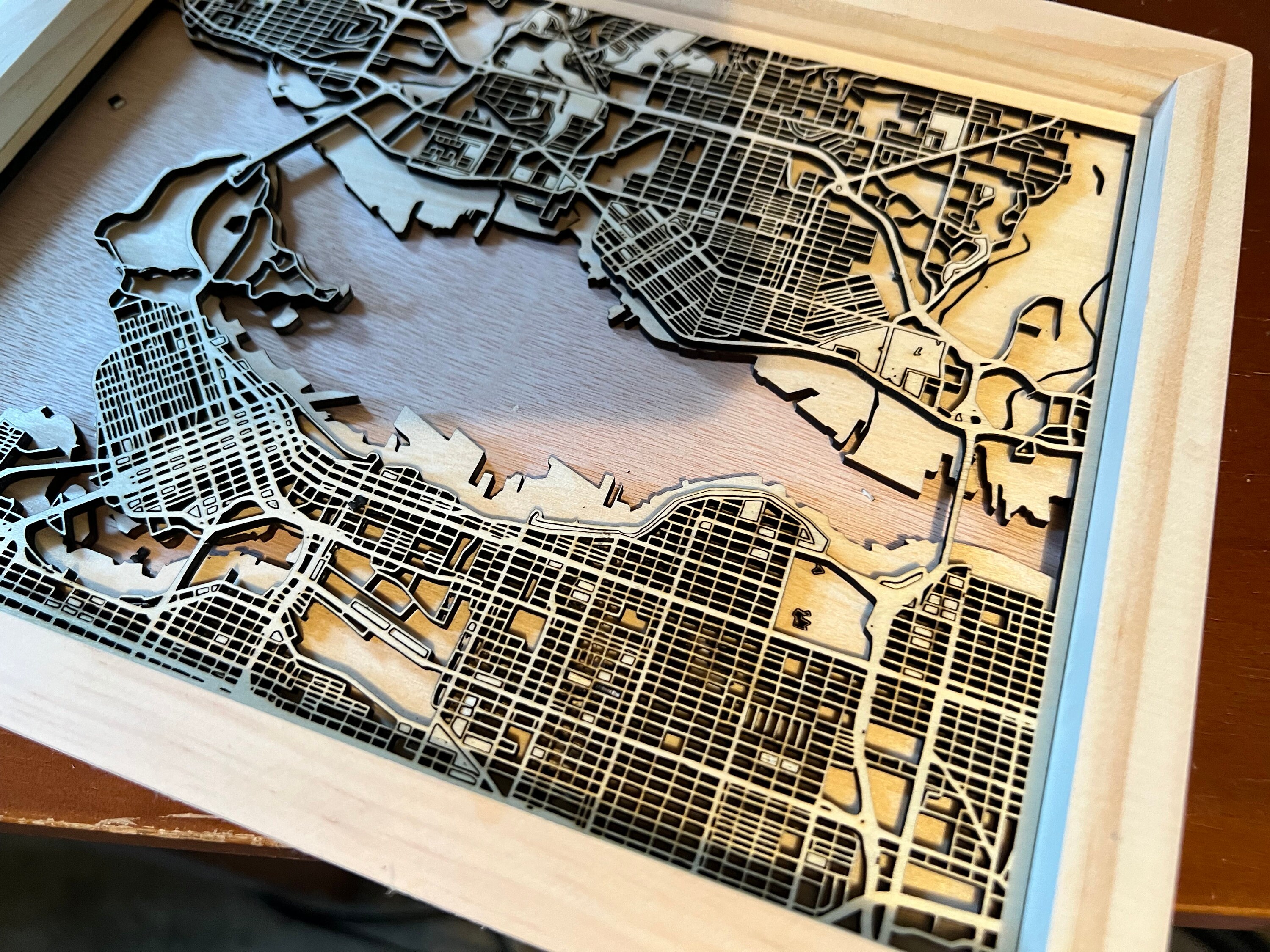 Vancouver Map Layered Wood Art Map Custom Maps Available - Etsy