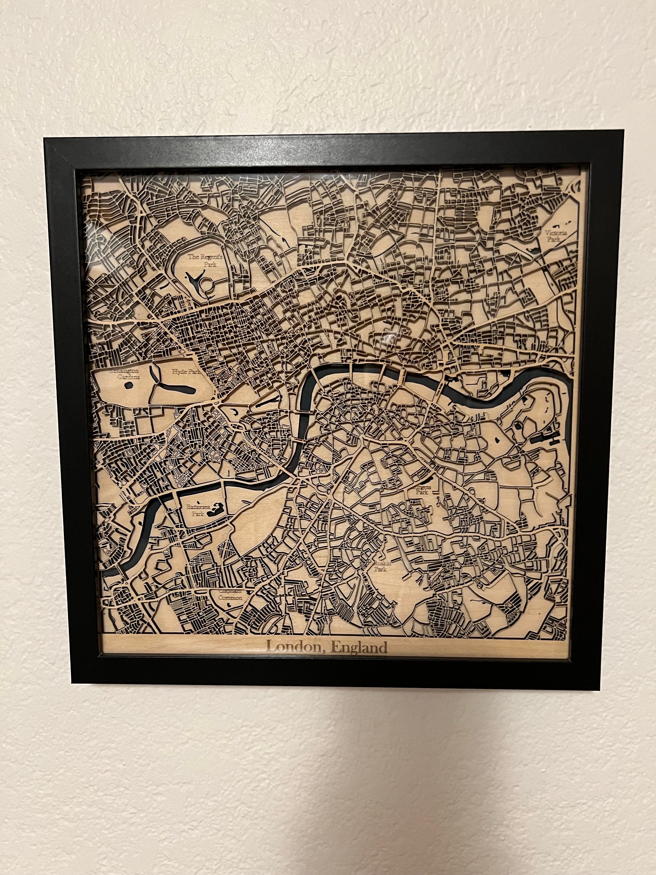 London England Map Layered Wood Art Map Custom Maps Available From Any ...