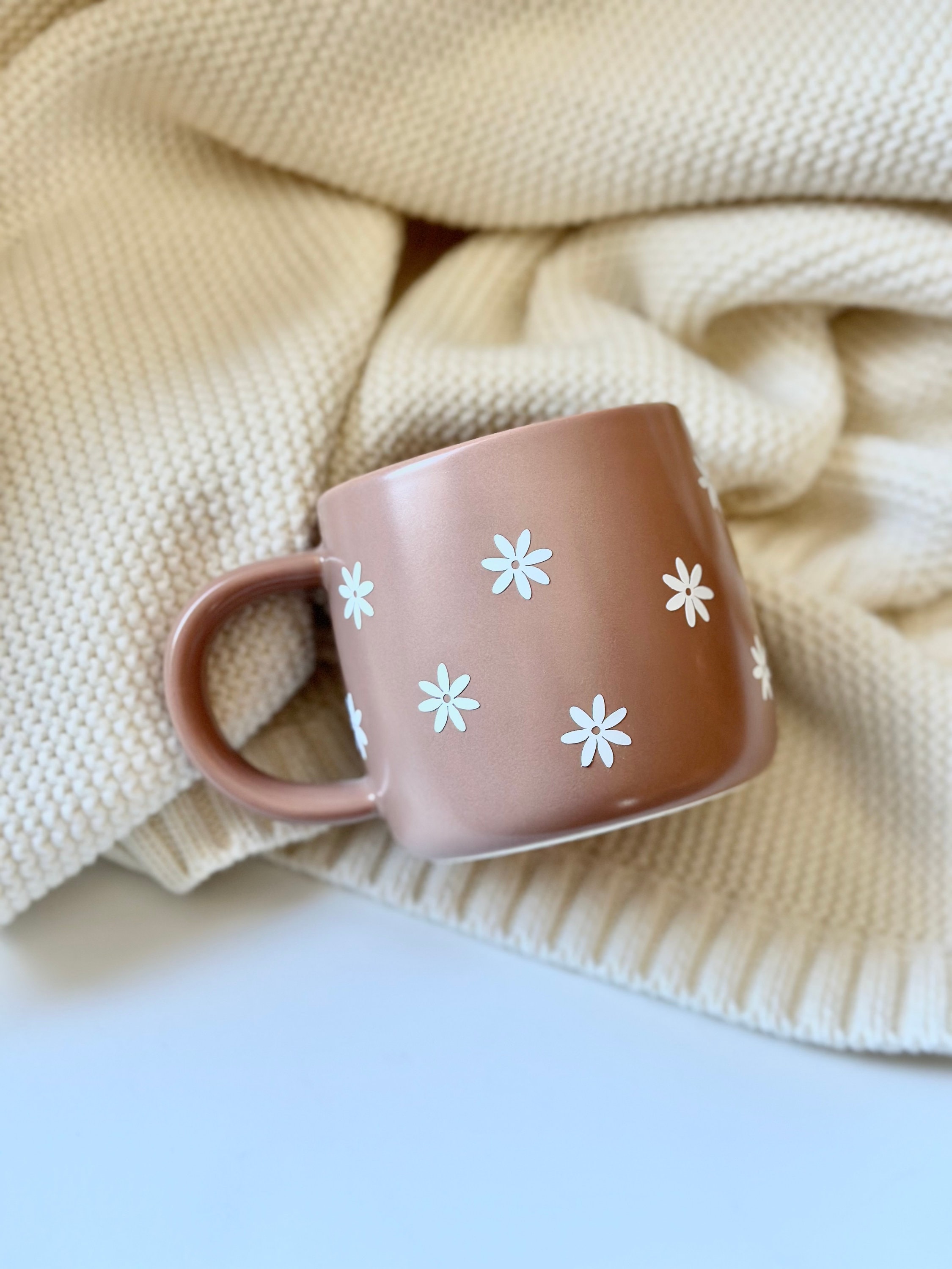 Daisy Flower Coffee Mug, Spring Flower Mug, 14oz Daisy Mug, Brown ...