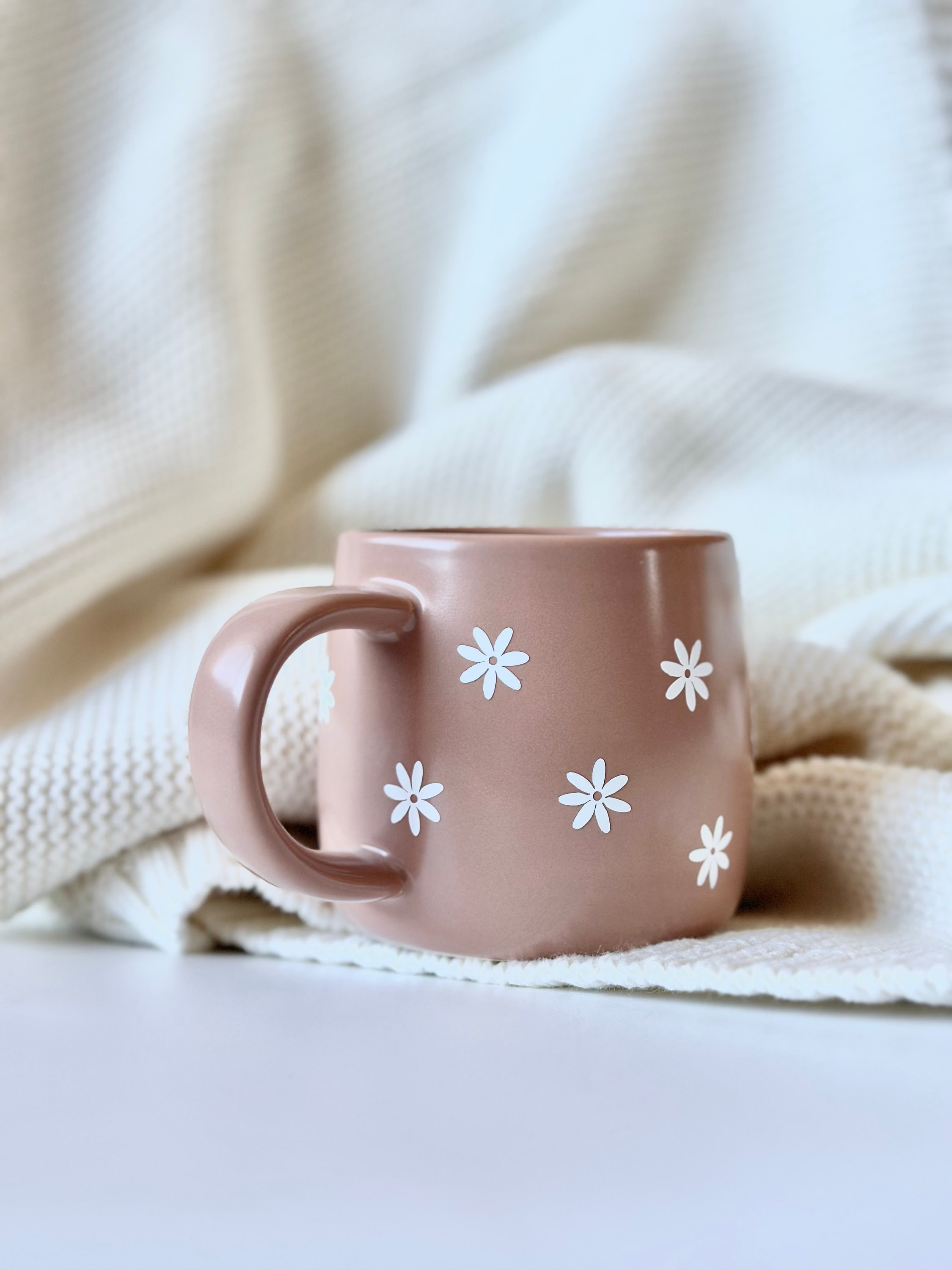 Daisy Flower Coffee Mug, Spring Flower Mug, 14oz Daisy Mug, Brown ...
