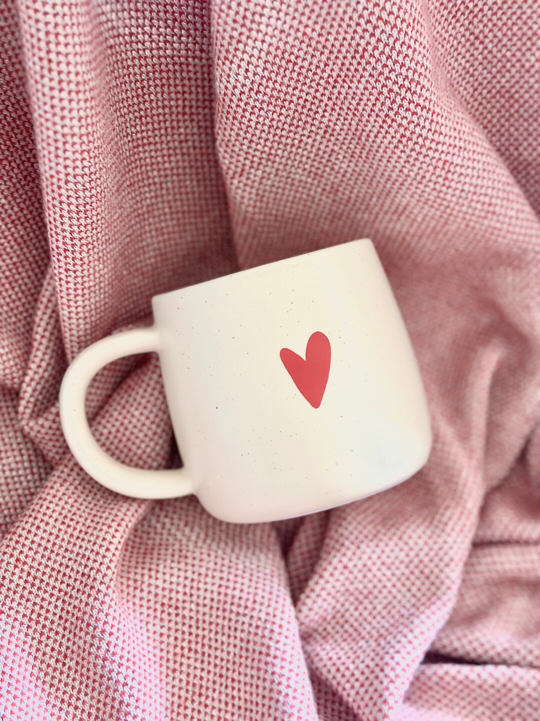 Abstract Red Heart Coffee Mug Valentines Day Coffee Mug Speckled