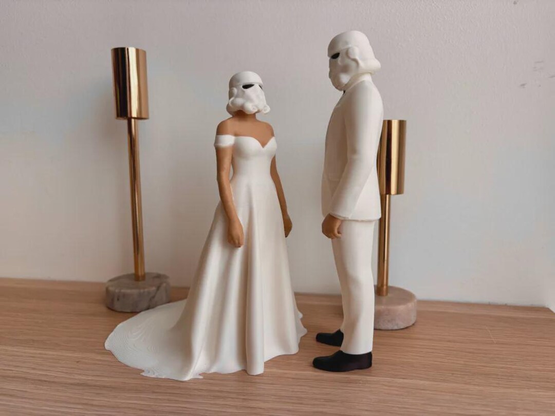 Stormtrooper Wedding Cake Topper – 3D Printed Bride and Groom Figurine ...