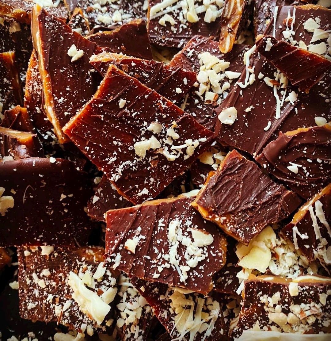 Dark Chocolate Sea Salt Toffee - Etsy