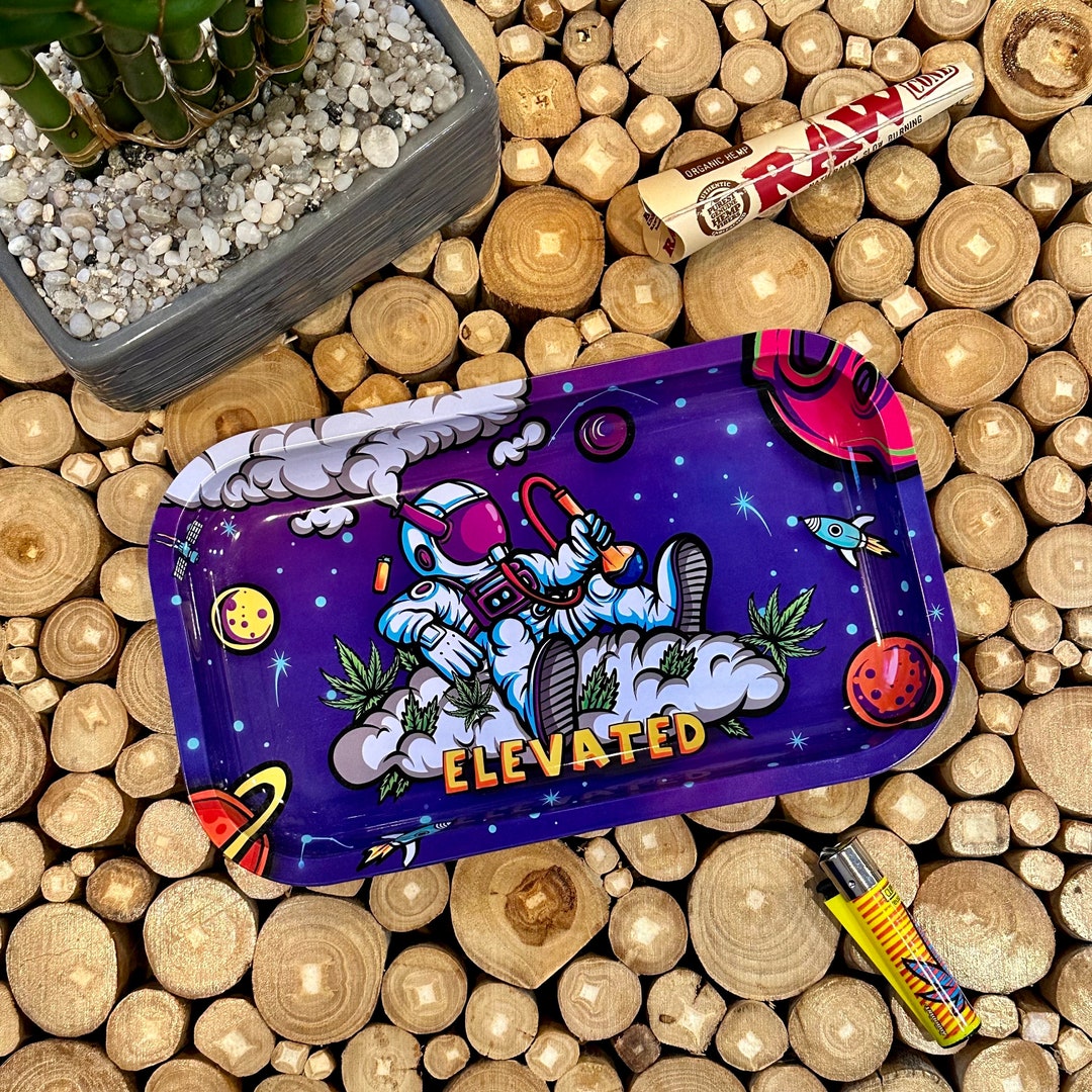Astronaut Rolling Tray Decorative ELEVATED Spaceman Design Metal Tray ...