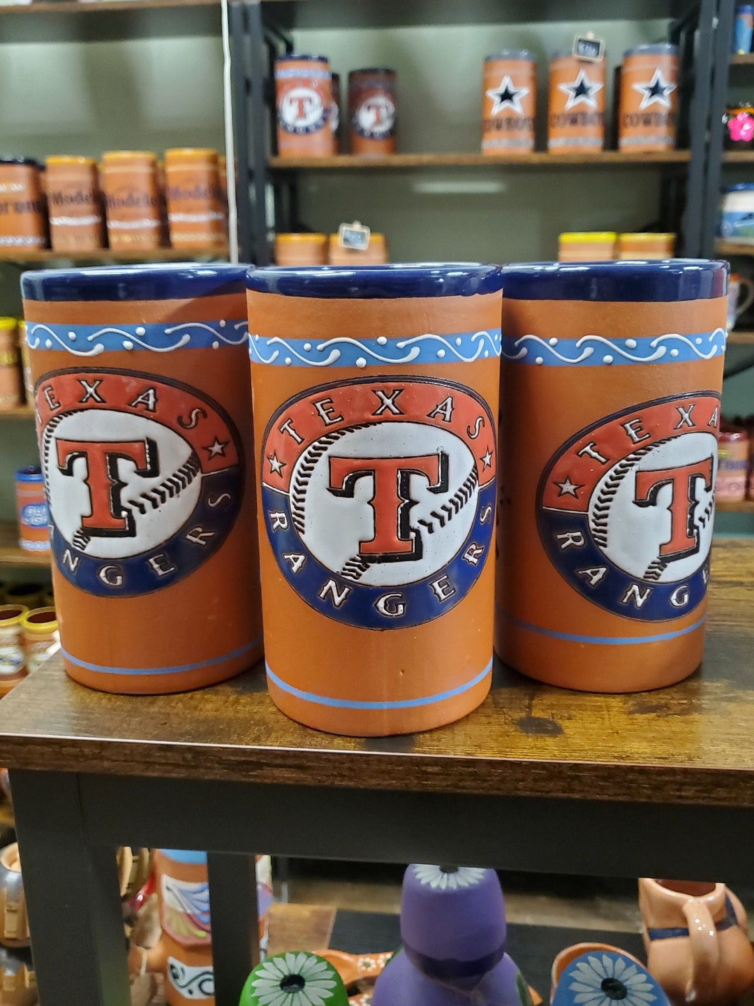 TEXAS RANGERS Clay Beer Mug Michelada Cup Made in Mexico Artesania ...
