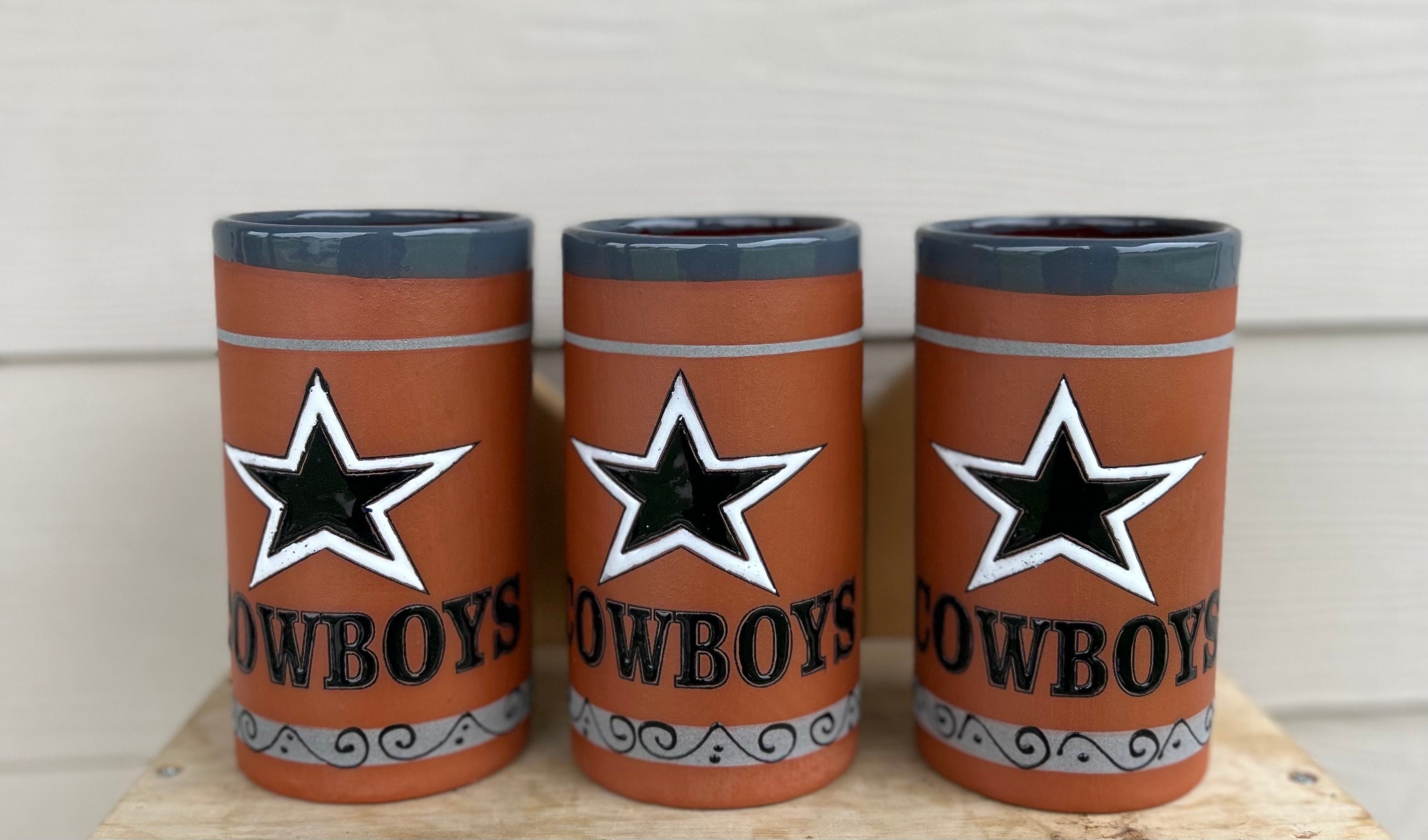 Cowboys Clay Beer Mug Michelada Cup Made in Mexico Artesania Tarro Cup ...