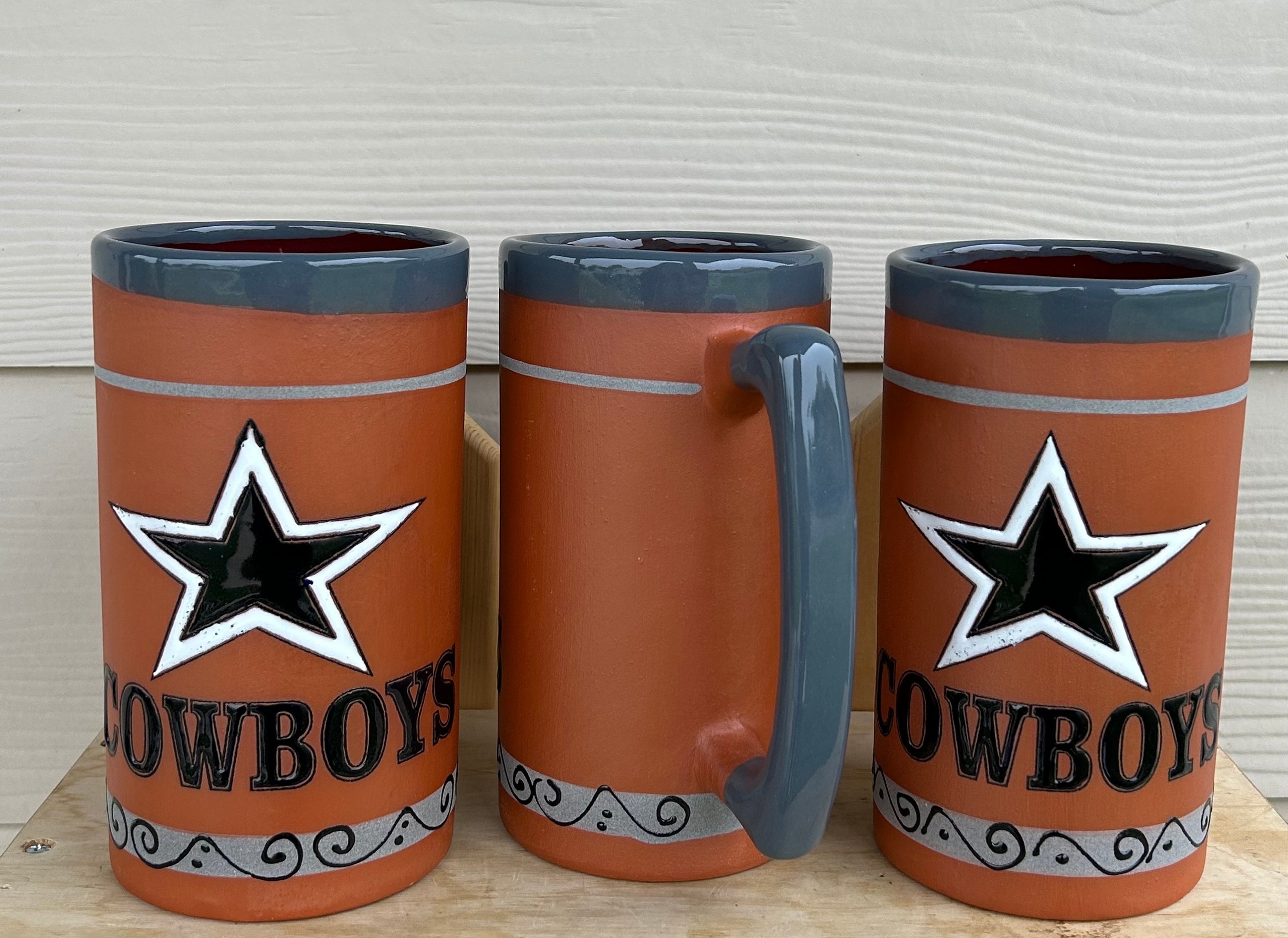 Cowboys Clay Beer Mug Michelada Cup Made in Mexico Artesania Tarro Cup ...
