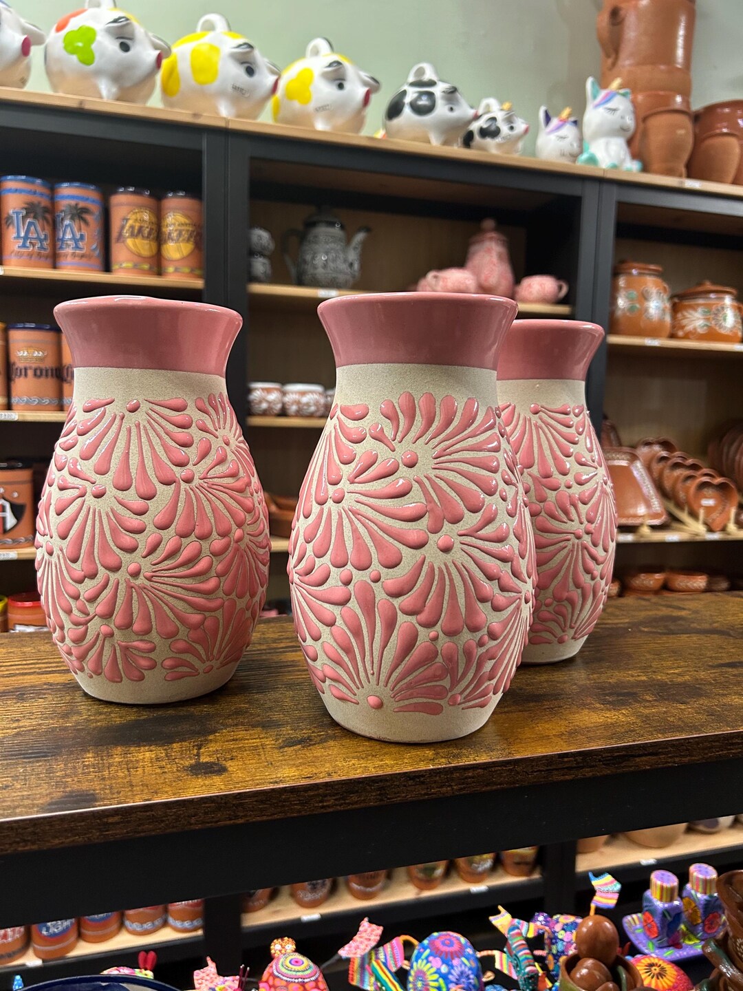 Clay Pink Vase Made in Mexico Florero Engobe Rosa Hecho En Mexico ...