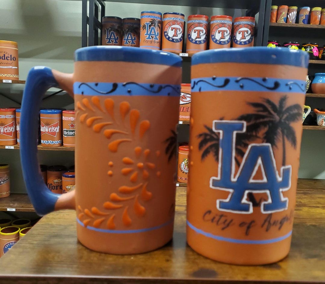 Los Angeles Clay Beer Mug Michelada Cup Made in Mexico Artesania Tarro ...