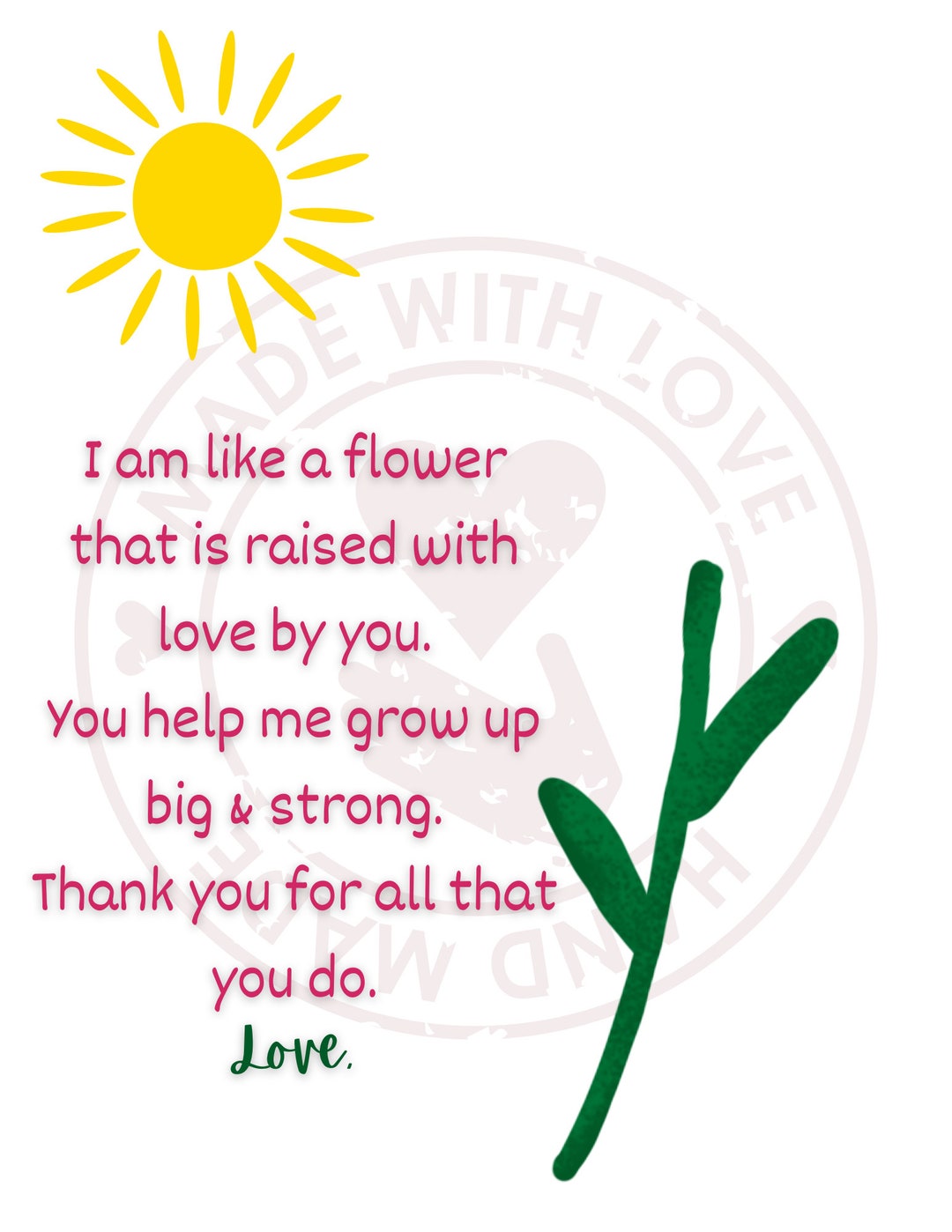 PRINTABLE Mothers Day Handprint Craft, Growing Like a Flower, Mothers ...