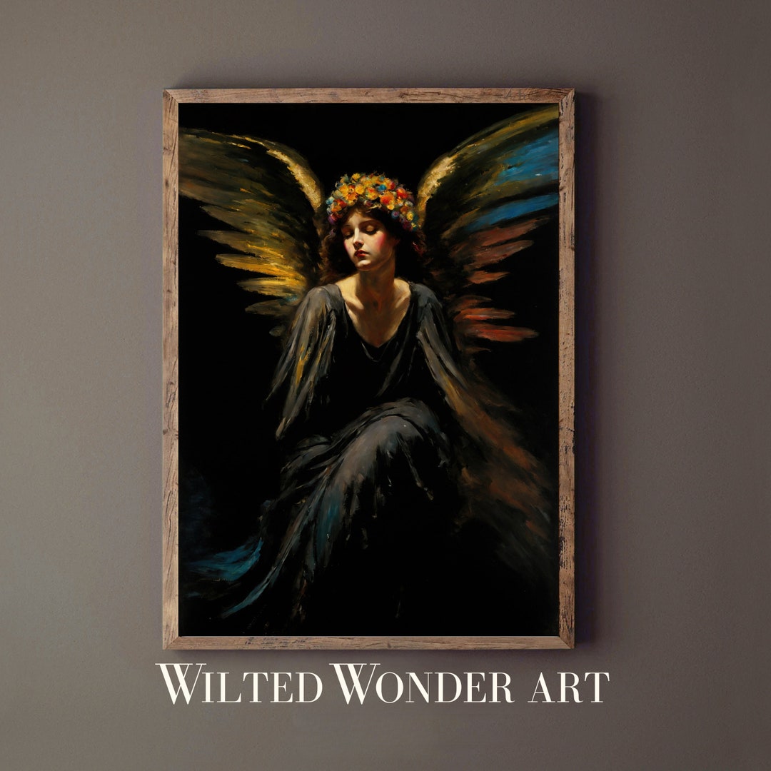 Dark Academia Angel Blessing Printable, Gothic Painting Download ...