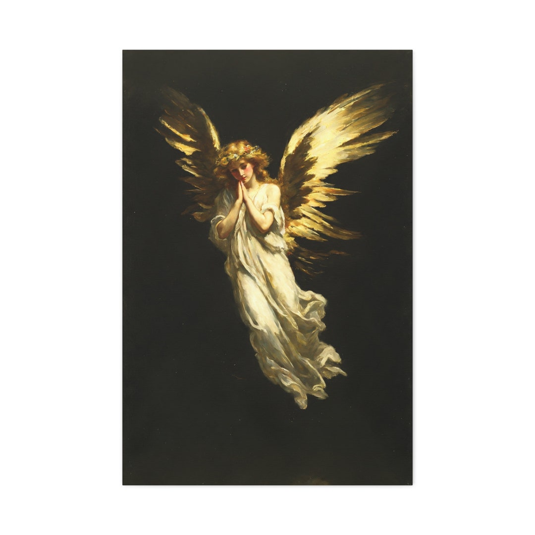 Illuminated Angel Printed Art on Canvas Dark Academia Wall Art Moody ...