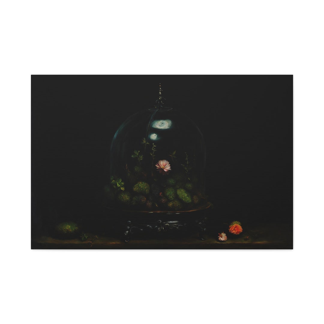 Dark Academia Terrarium With Flowers and Moss Oil Painting, Gothic ...