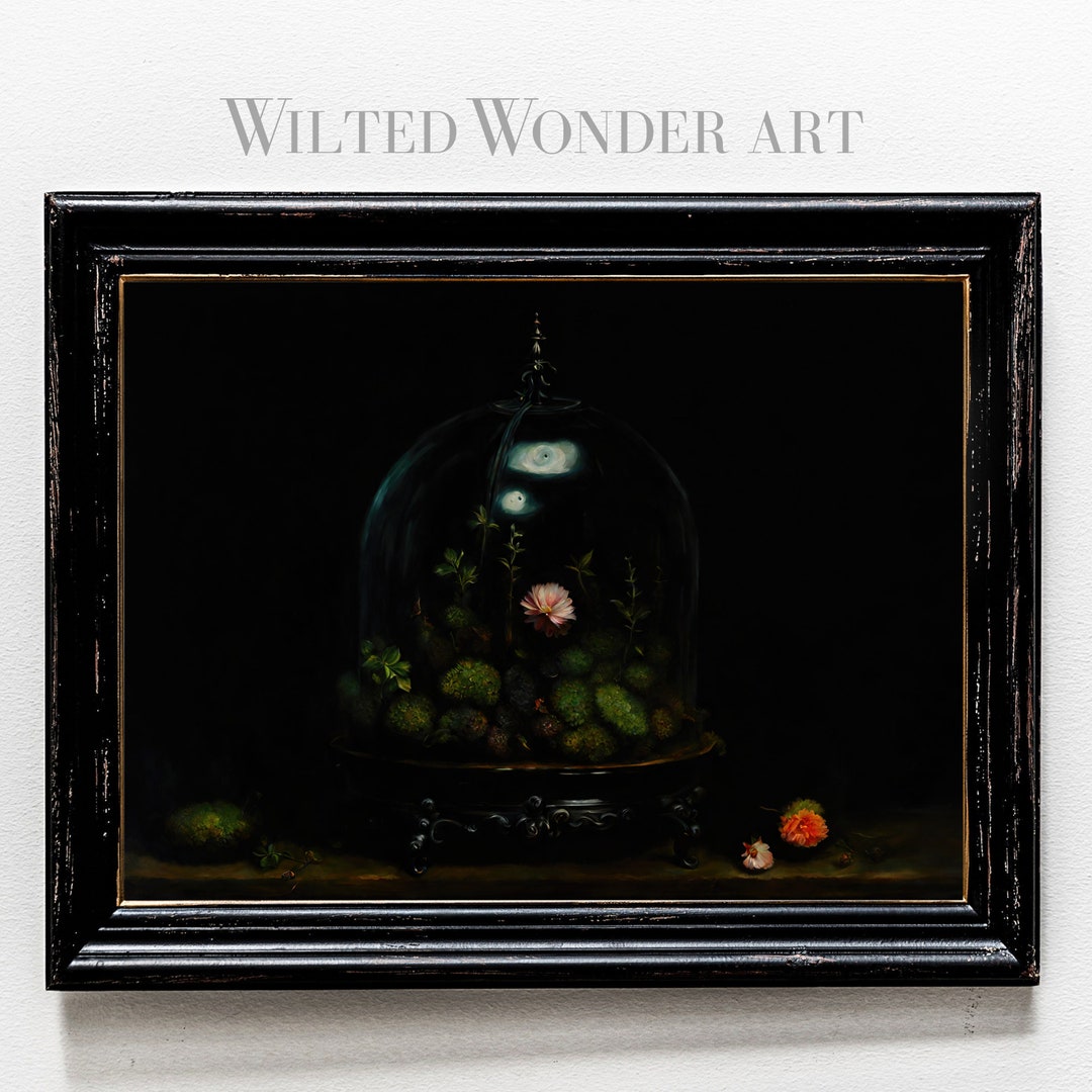 Dark Academia Terrarium With Flowers and Moss Printable, Gothic ...