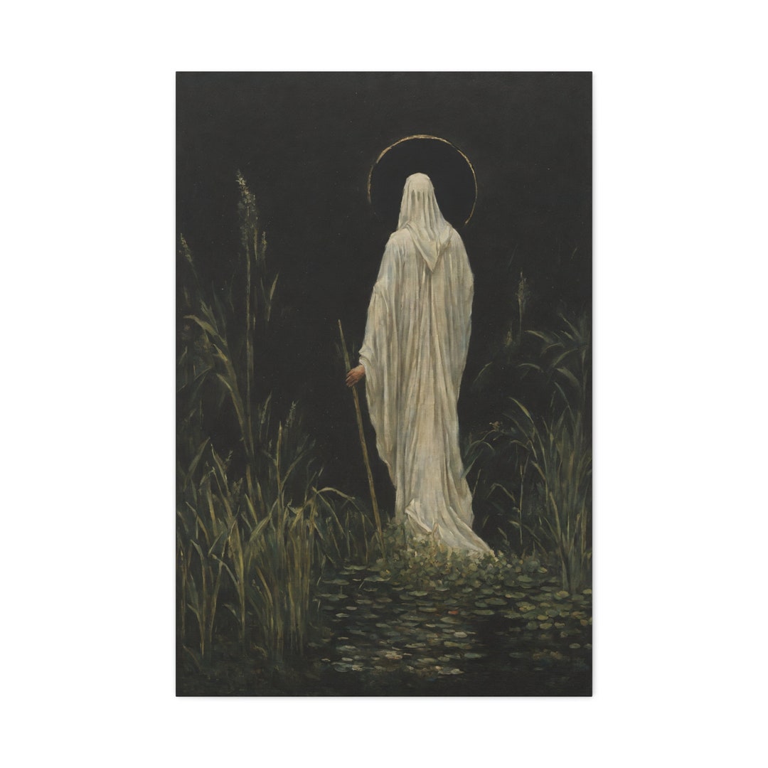 Dark Academia Robed Wanderer Oil Painting, Gothic Canvas Print, Antique ...
