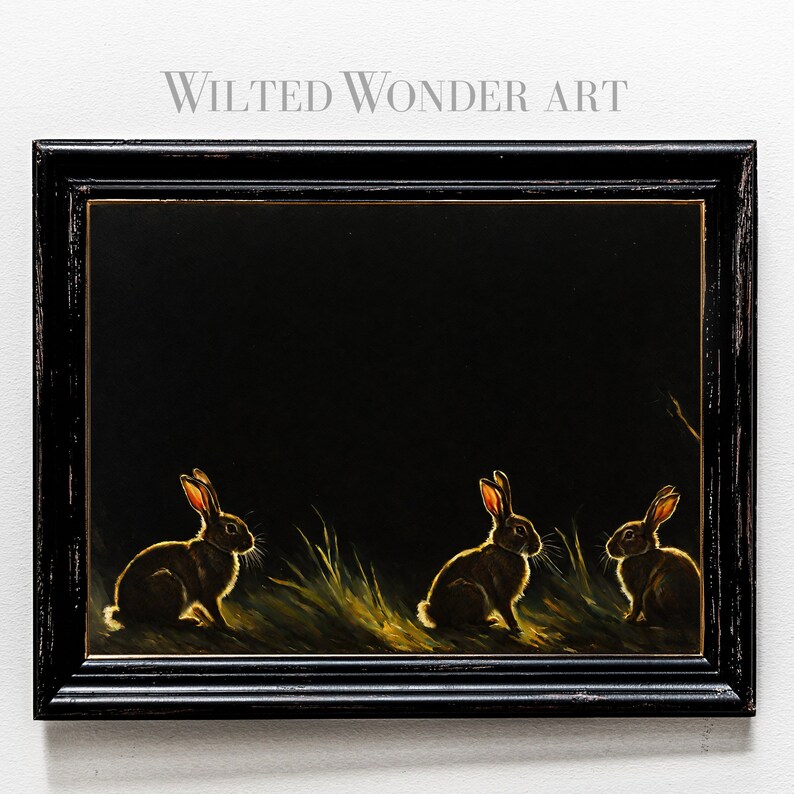 Dark Academia Nighttime Rabbits Printable, Gothic Painting Download ...