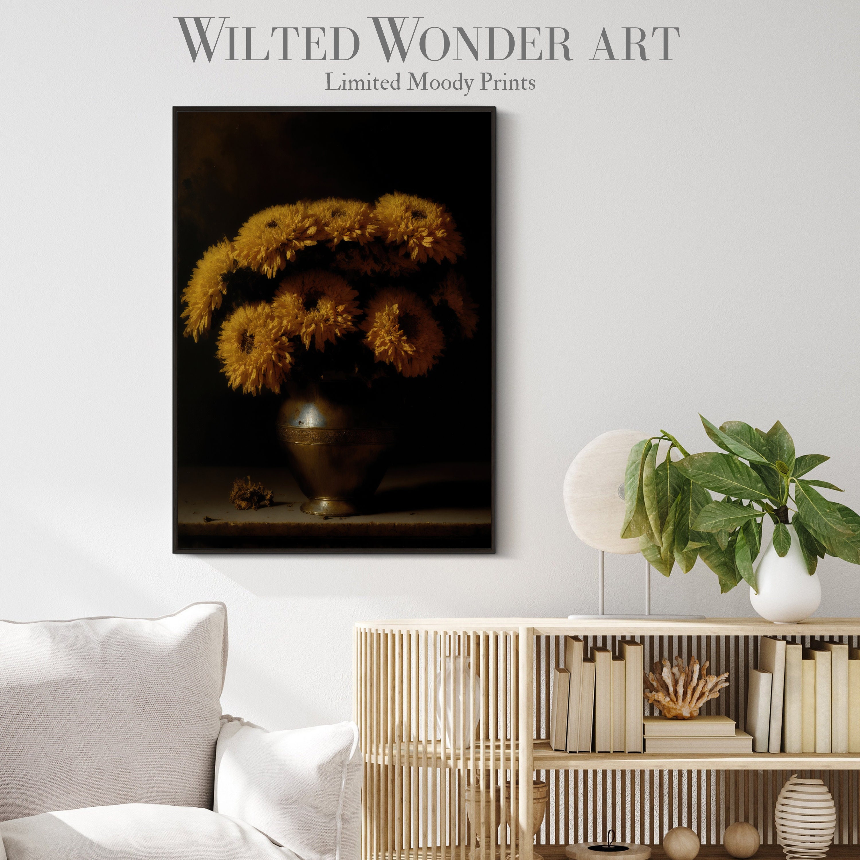 Dark Academia Sunflowers Printable, Gothic Painting Download, Antique ...