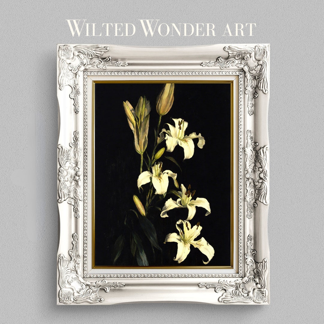 Dark Academia Lilies 4 Printable, Gothic Painting Download, Antique ...