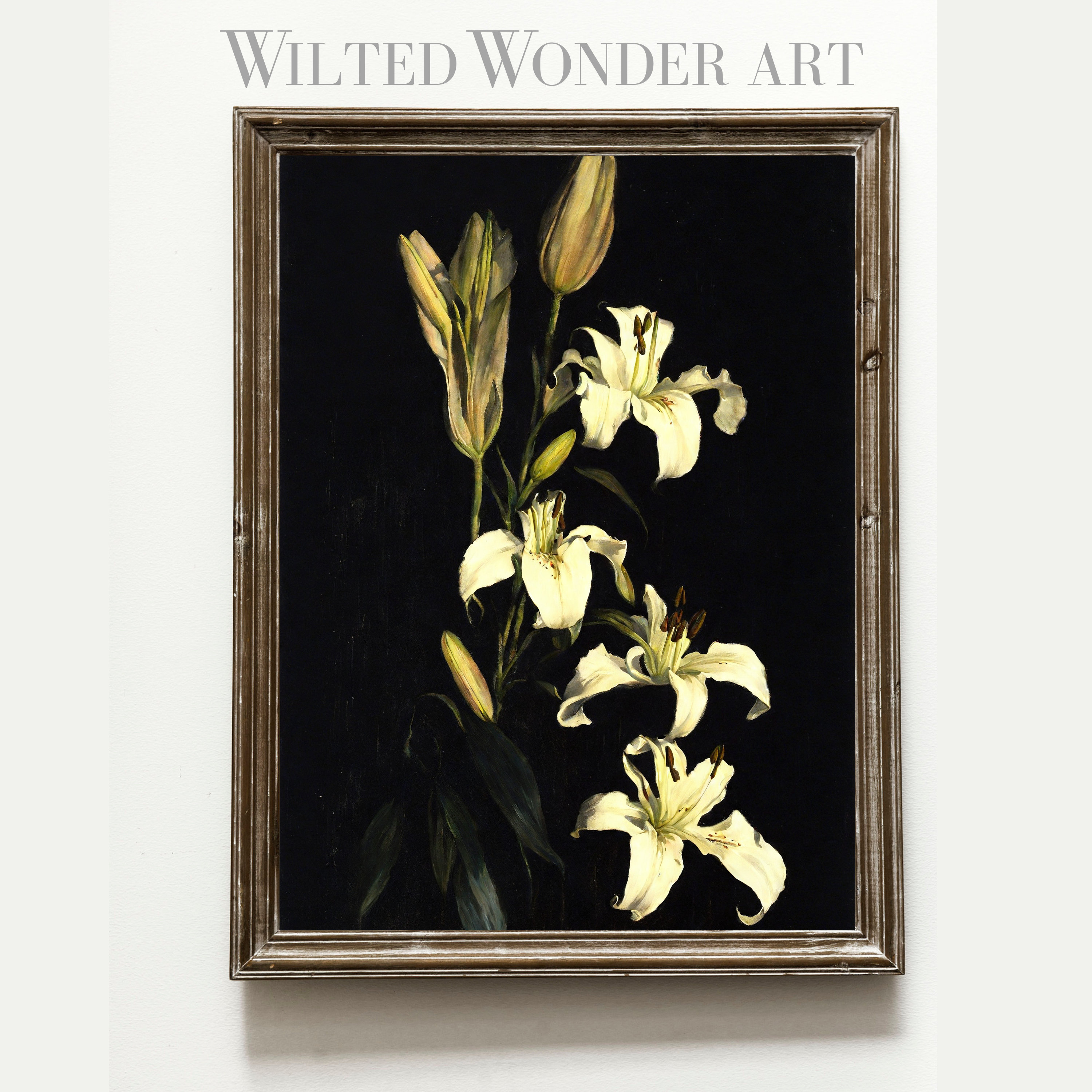 Dark Academia Lilies 4 Printable, Gothic Painting Download, Antique ...