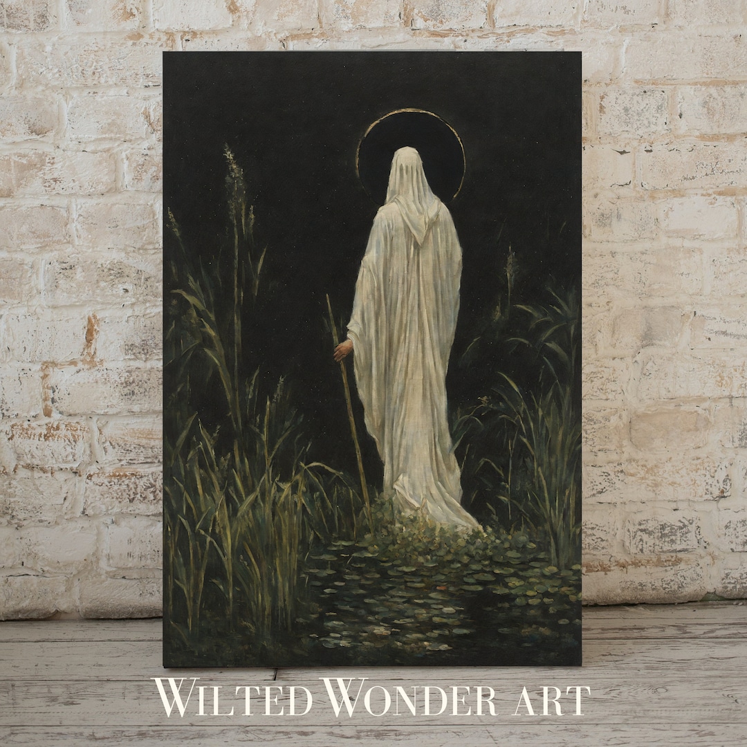 Dark Academia White Robed Wanderer Printable, Gothic Painting Download ...